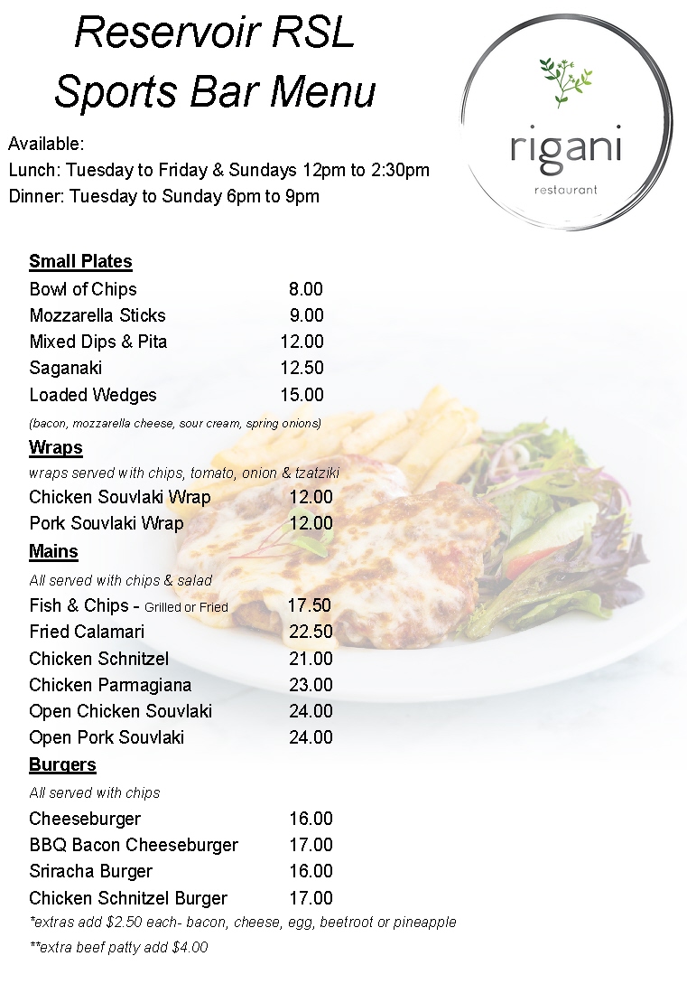 SPORTS BAR & CAFE | Reservoir RSL